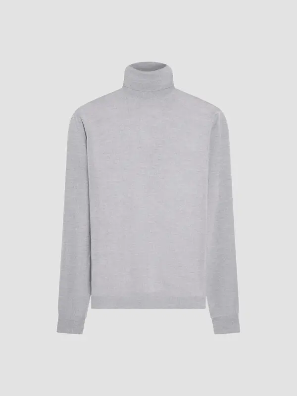Bugatchi George Merino Wool Turtleneck Sweater - Platinum