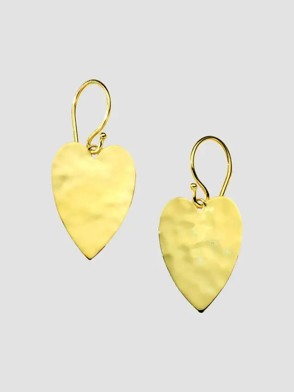 Ippolita Classico Crinkle Heart 18k Yellow Earrings