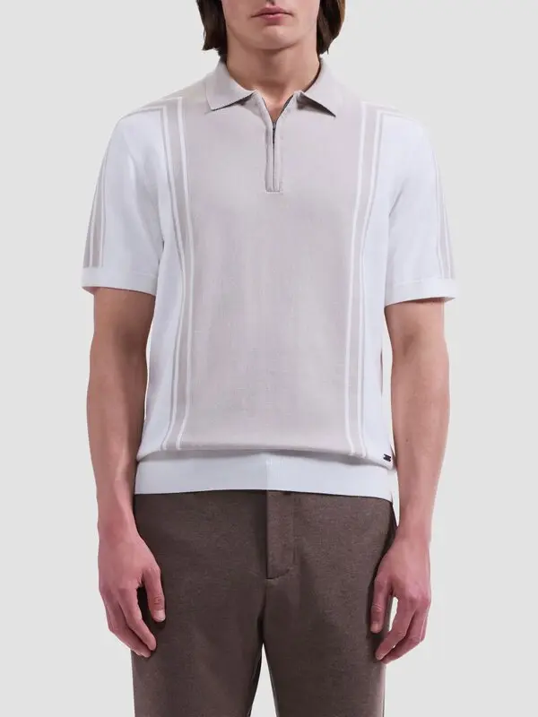 Bugatchi Quarter-zip Polo Sweater - Oatmeal