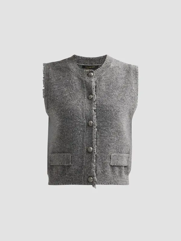 Kobi Halperin Lilah Metallic Sleeveless Cardigan - Grey