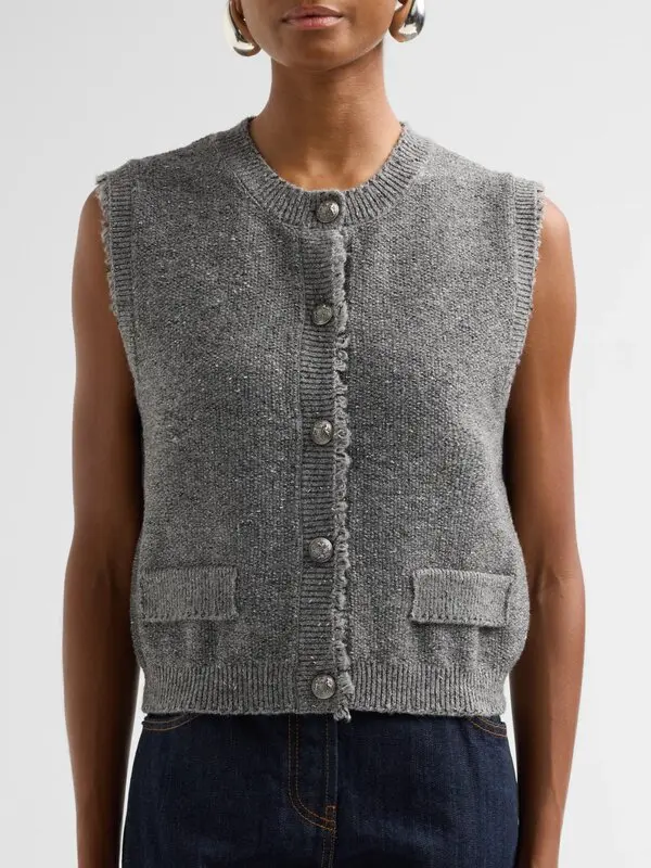 Kobi Halperin Lilah Metallic Sleeveless Cardigan
