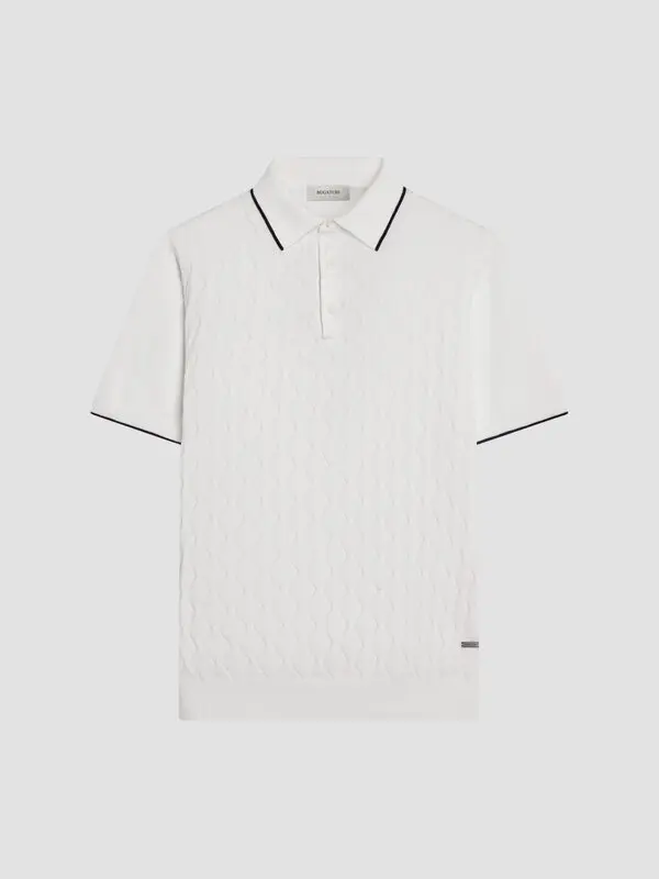 Bugatchi Argyle-stitched Polo Sweater - Chalk