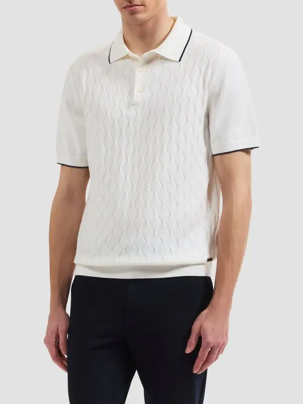 Bugatchi Argyle-stitched Polo Sweater - Chalk