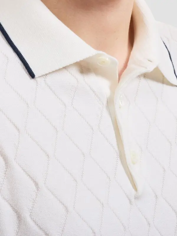 Bugatchi Argyle-stitched Polo Sweater - Chalk