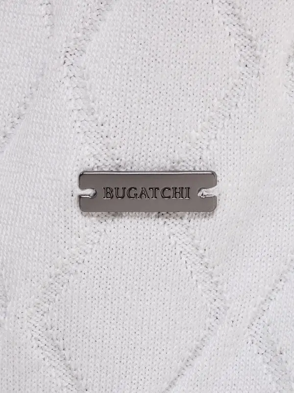 Bugatchi Argyle-stitched Polo Sweater - Chalk