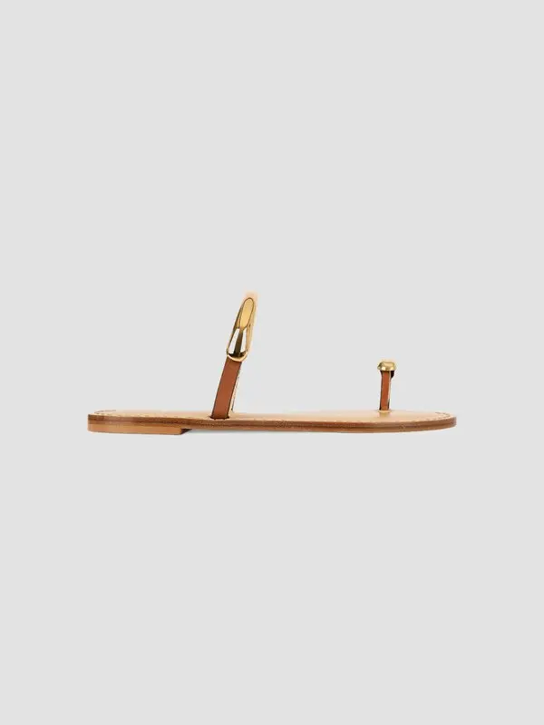 AMANU 25 The Samburu Metallic Loop Leather Sandals - Cognac