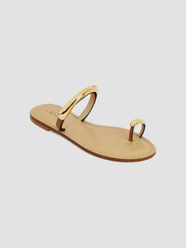 AMANU 25 The Samburu Metallic Loop Leather Sandals - Cognac