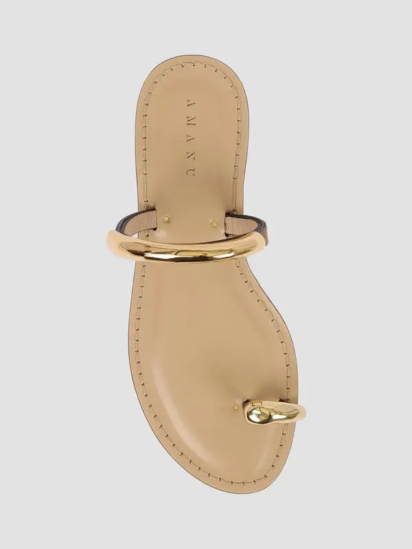 AMANU 25 The Samburu Metallic Loop Leather Sandals - Cognac
