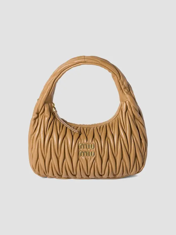 Miu Miu Wander Matelassé Nappa Leather Top Handle Bag - Brown