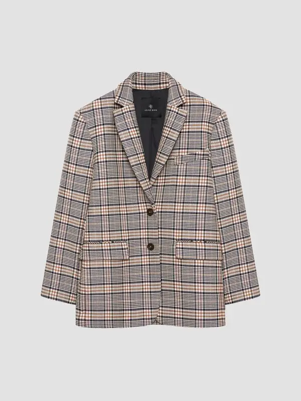 ANINE BING Quinn Plaid Oversized Blazer