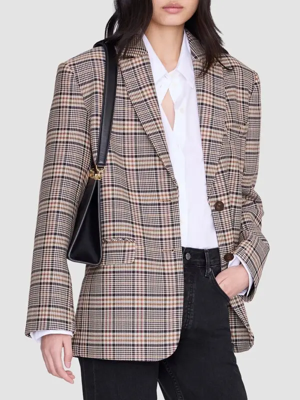 ANINE BING Quinn Plaid Oversized Blazer