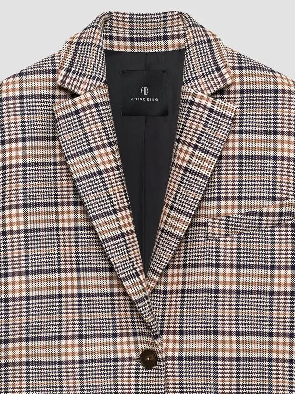 ANINE BING Quinn Plaid Oversized Blazer