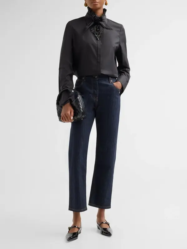 Kobi Halperin Rocco Embellished Tie Blouse