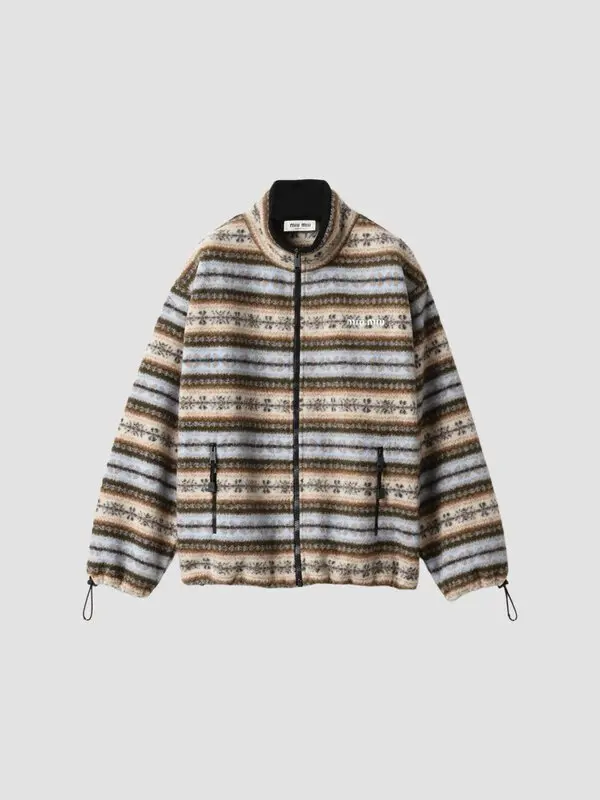 Miu Miu Cotton Fleece Zipper Jacket - Multicolor