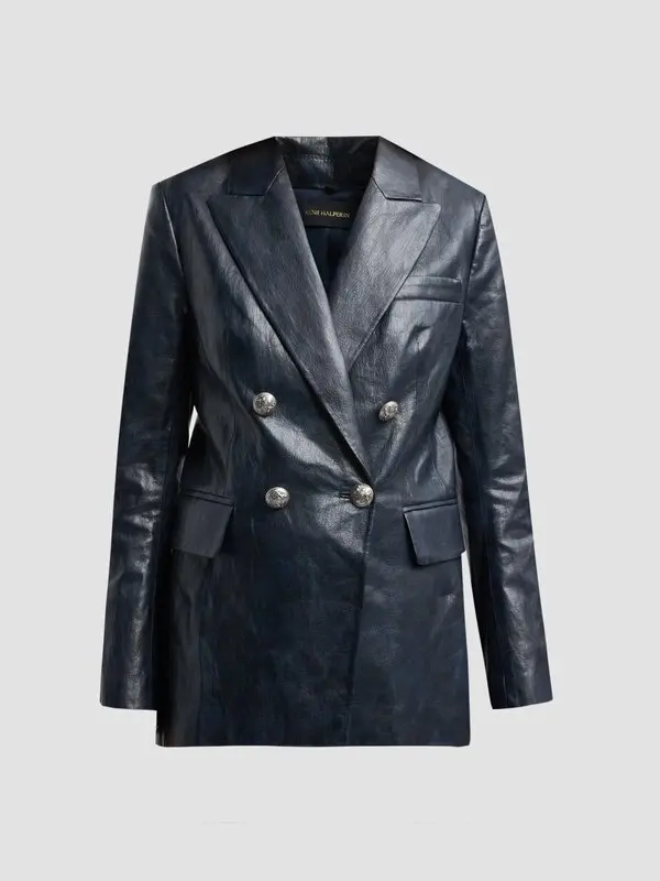 Kobi Halperin Alyson Faux-leather Double-breasted Jacket - Navy