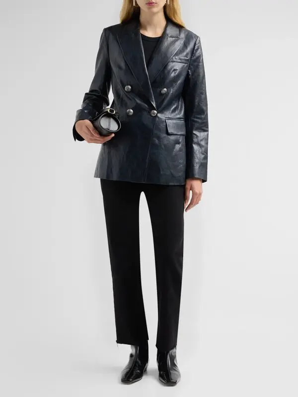 Kobi Halperin Alyson Faux-leather Double-breasted Jacket - Navy