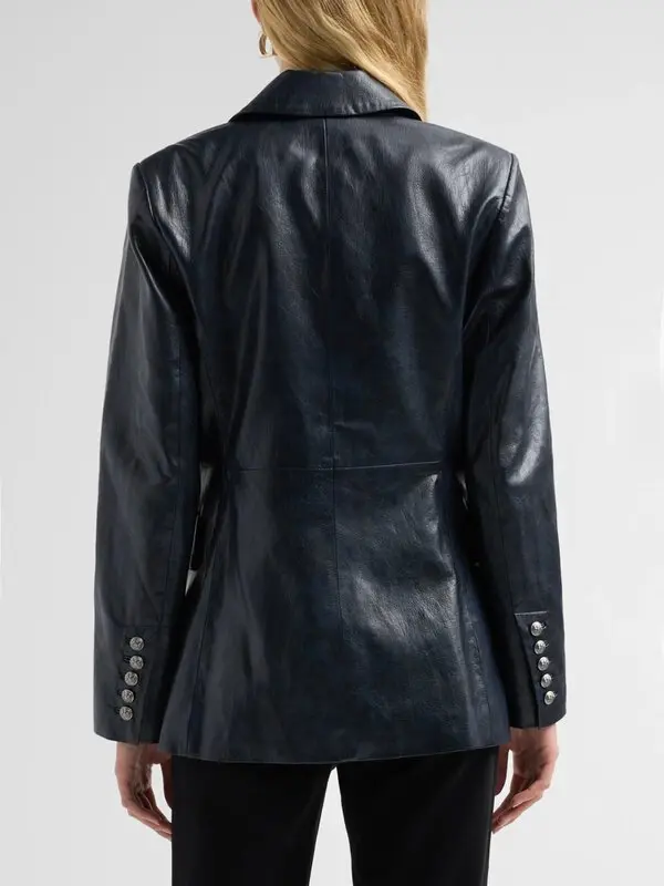 Kobi Halperin Alyson Faux-leather Double-breasted Jacket - Navy