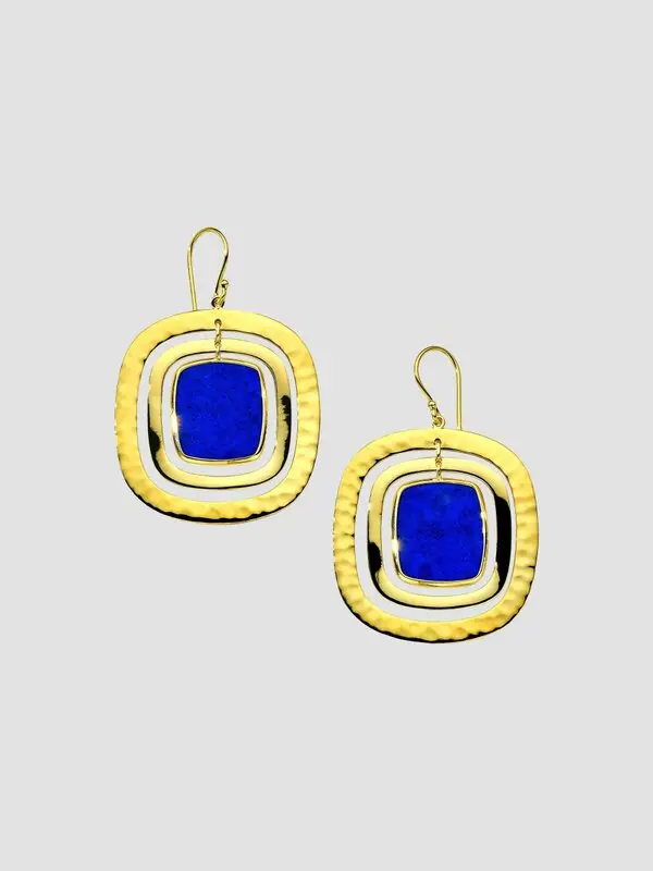 Ippolita Rock Candy 18k Yellow Gold & Square Drop Earrings - Lapis