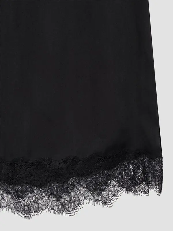 ANINE BING Shelby Silk-blend Lace-trim Midi Skirt