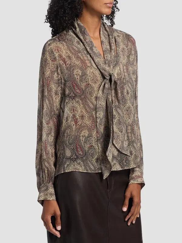 FRAME The Paisley Silk Tie Blouse