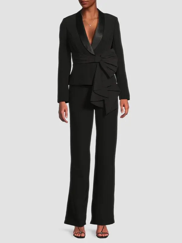 Aidan Mattox Draped Stretch-crepe Tuxedo-style Jumpsuit - Black