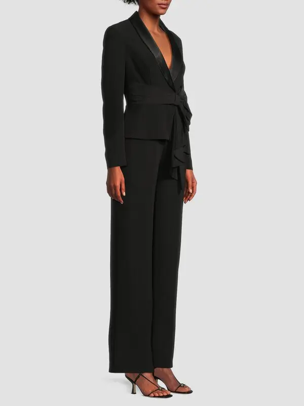 Aidan Mattox Draped Stretch-crepe Tuxedo-style Jumpsuit - Black