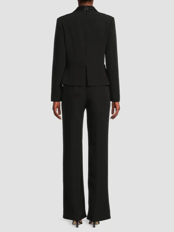 Aidan Mattox Draped Stretch-crepe Tuxedo-style Jumpsuit - Black