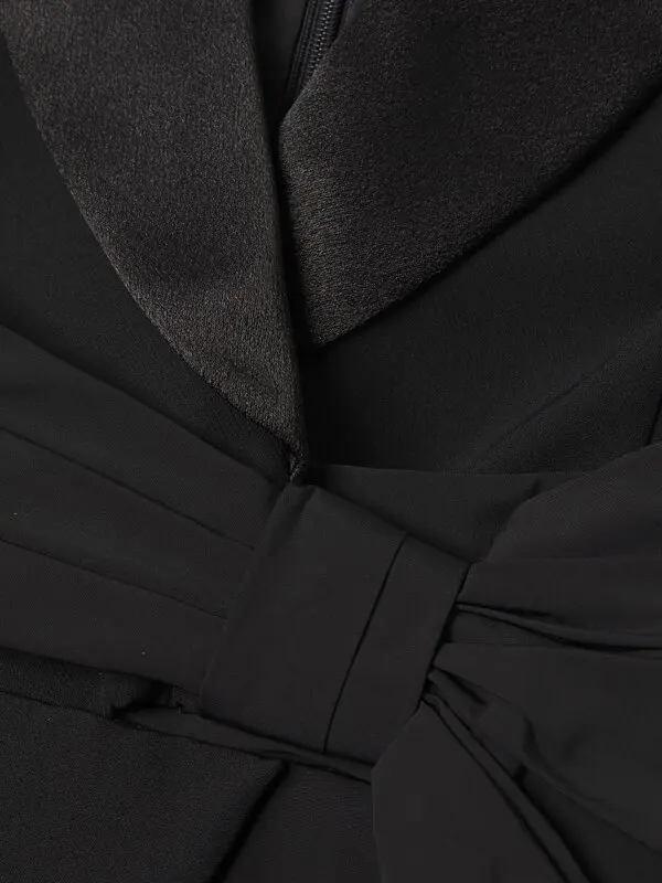Aidan Mattox Draped Stretch-crepe Tuxedo-style Jumpsuit - Black