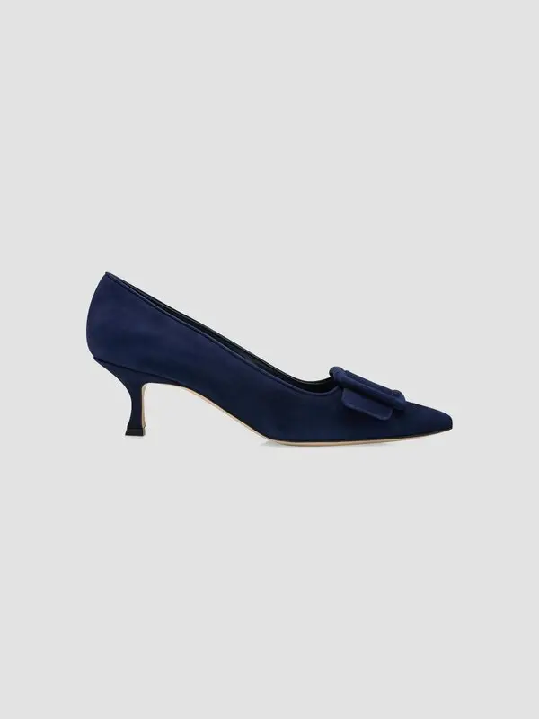 Manolo Blahnik Maysale 50mm Suede Buckle Pumps