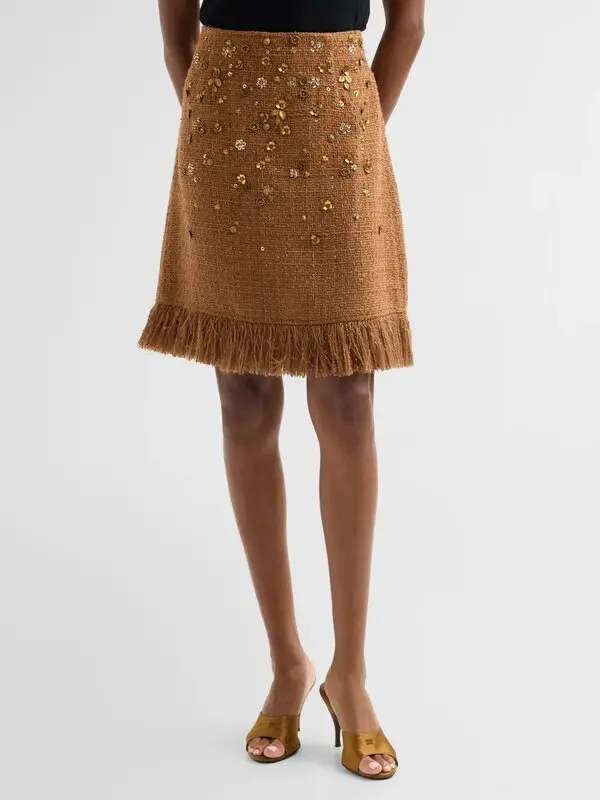 Kobi Halperin Marisa Embellished Tweed Knee-length Skirt