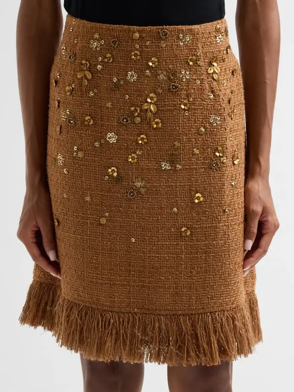 Kobi Halperin Marisa Embellished Tweed Knee-length Skirt