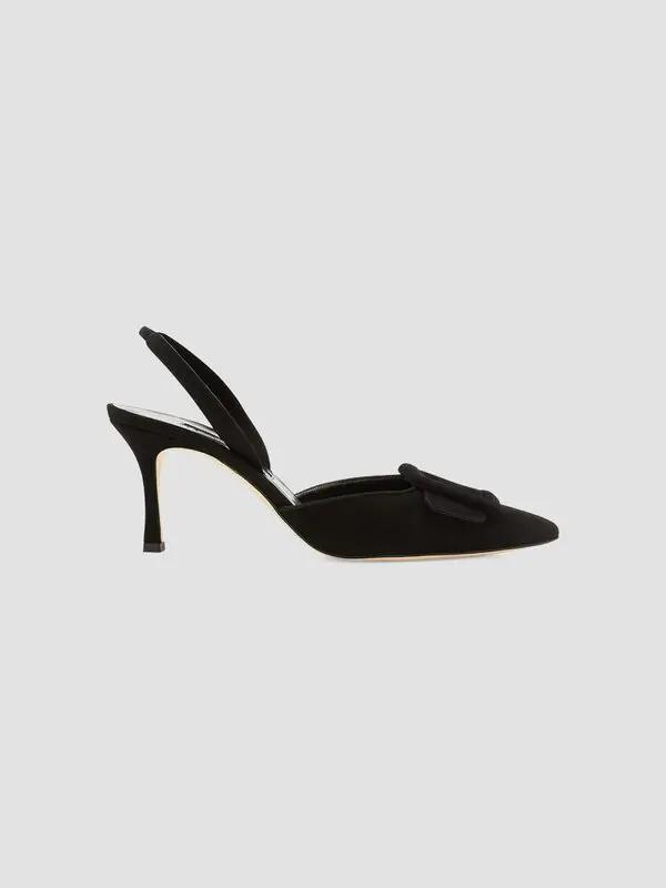 Manolo Blahnik Maysli 70mm Suede Slingback Pumps - Black