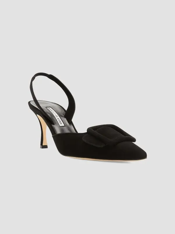 Manolo Blahnik Maysli 70mm Suede Slingback Pumps - Black