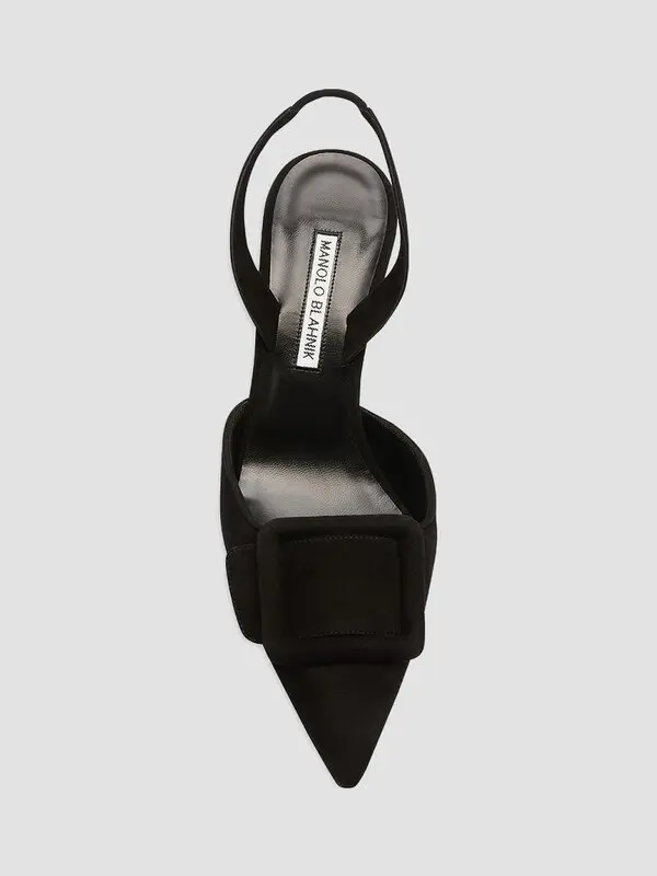 Manolo Blahnik Maysli 70mm Suede Slingback Pumps - Black