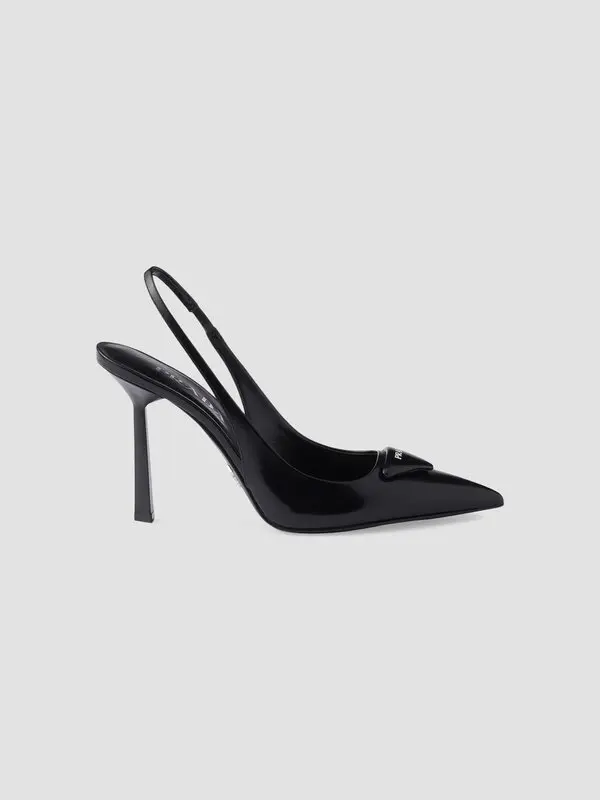 Prada Brushed Leather 100mm Slingback Pumps