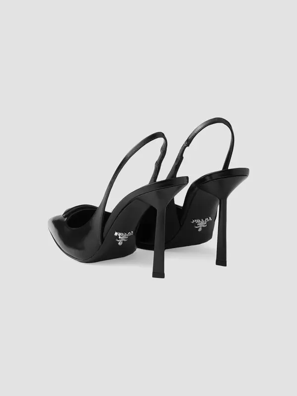 Prada Brushed Leather 100mm Slingback Pumps