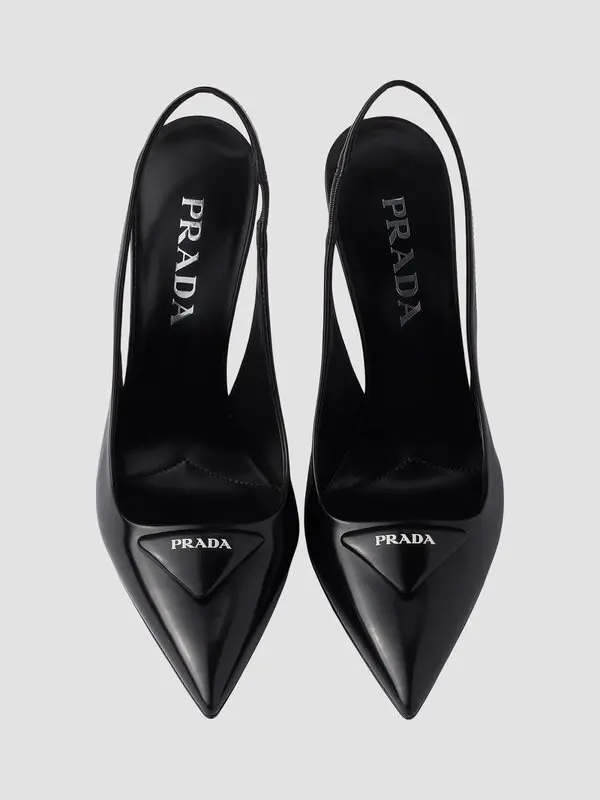 Prada Brushed Leather 100mm Slingback Pumps