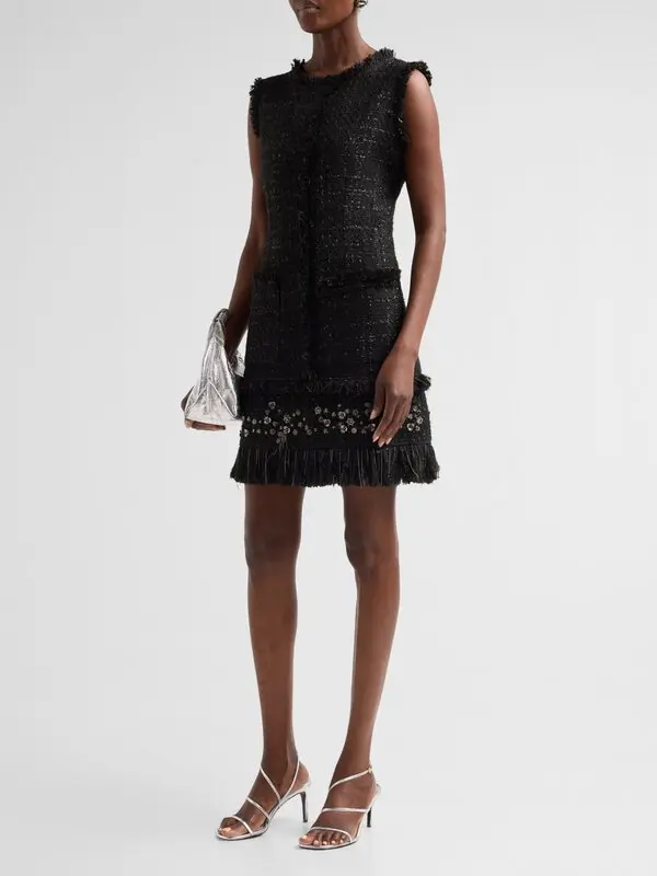 Kobi Halperin Rives Sequin-embellished Tweed A-line Mini Dress - Black