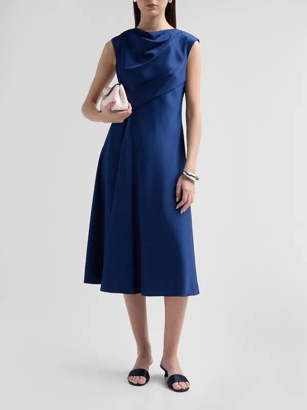 Aidan Mattox Crepe Back Satin Midi Dress