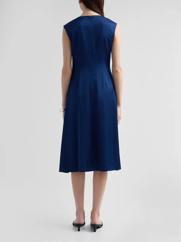 Aidan Mattox Crepe Back Satin Midi Dress