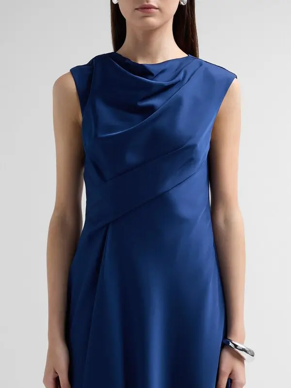 Aidan Mattox Crepe Back Satin Midi Dress
