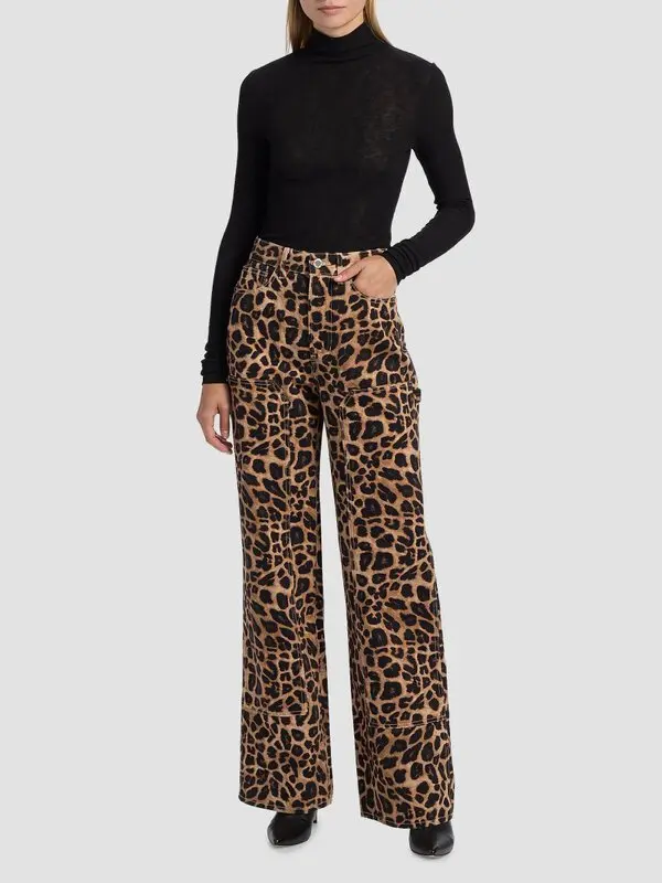 Veronica Beard Taylor Leopard-print High-rise Wide-leg Jeans