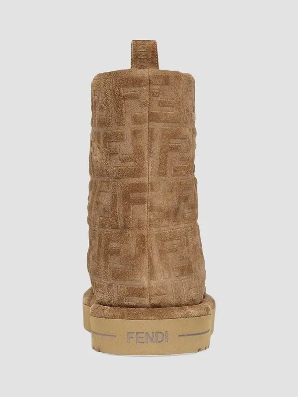 Fendi Ff Logo Shearling-lined Suede Ankle Boots