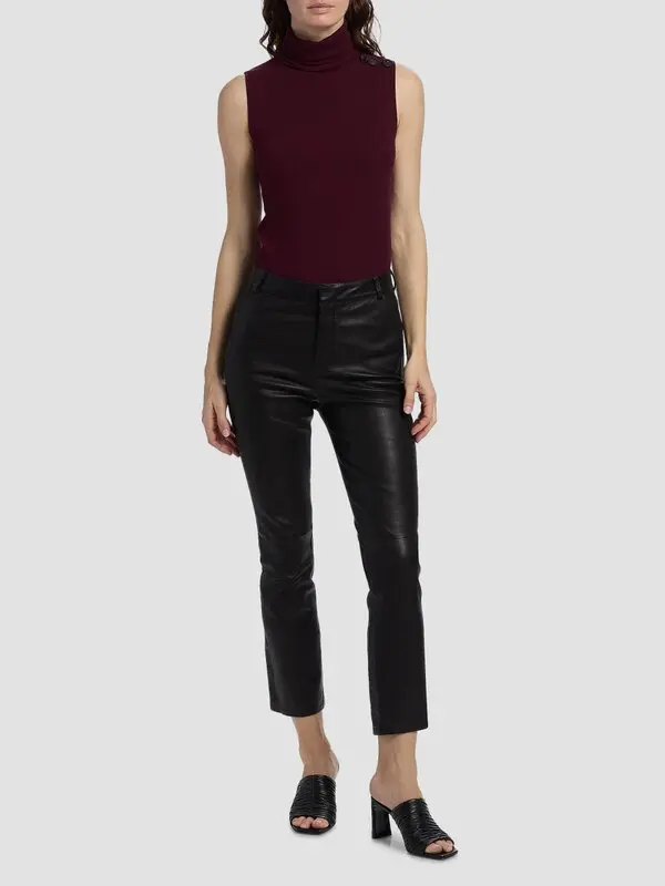 L'Agence Ketra Leather Baby Boot-cut Trousers