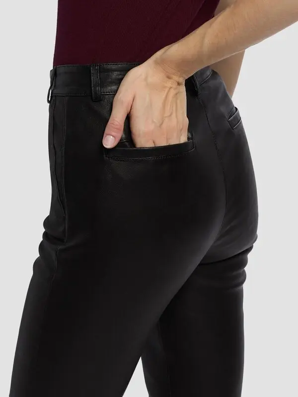 L'Agence Ketra Leather Baby Boot-cut Trousers