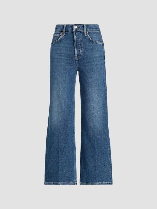 RE/DONE 70s High-rise Wide-leg Crop Jeans - Mid