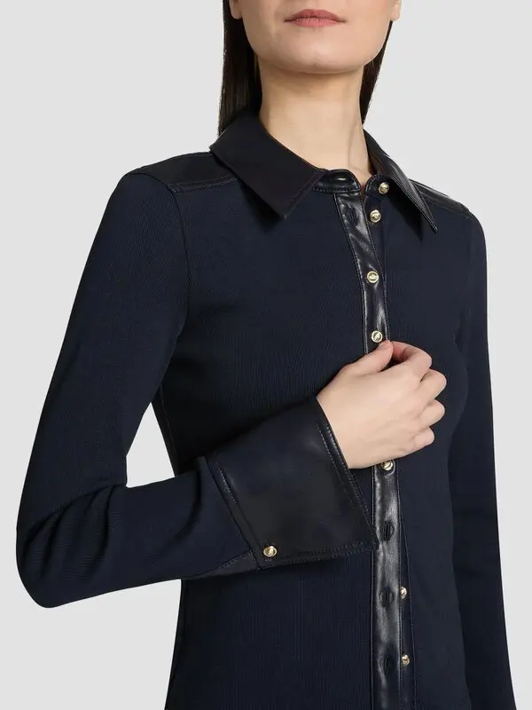 Cinq À Sept Magali Faux-leather-trim Stretch-cotton Top