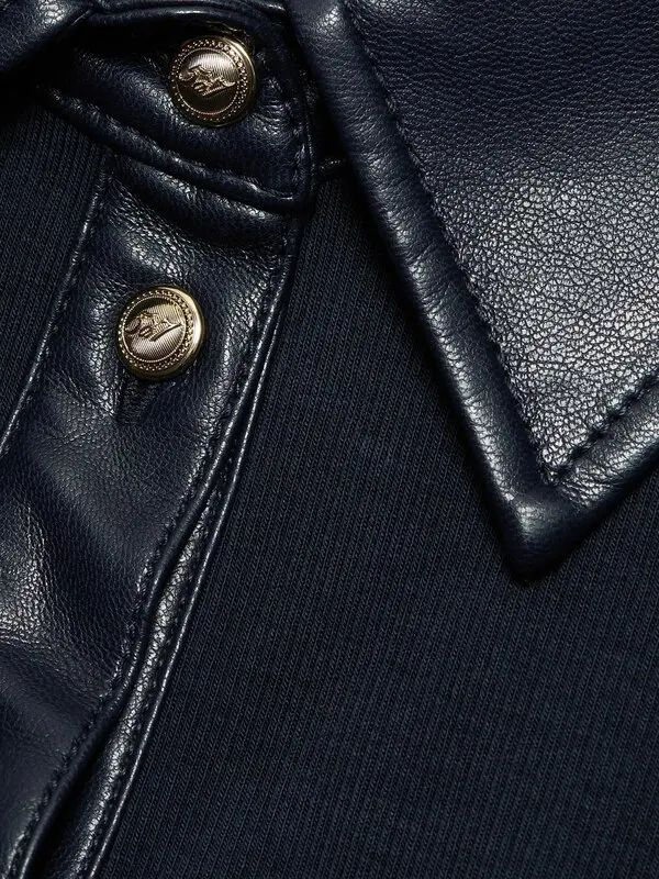 Cinq À Sept Magali Faux-leather-trim Stretch-cotton Top