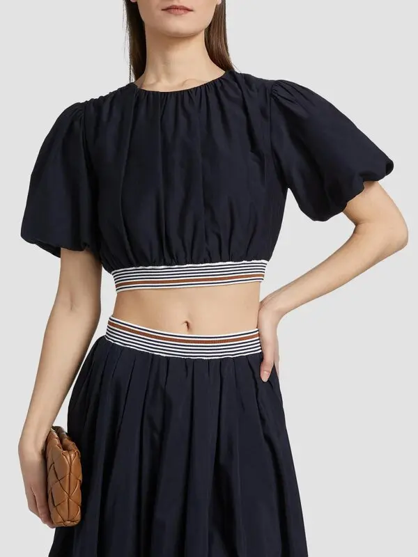 Veronica Beard Gabriela Cotton-silk Crop Top