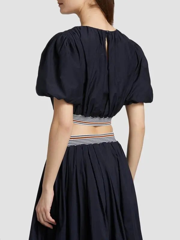 Veronica Beard Gabriela Cotton-silk Crop Top